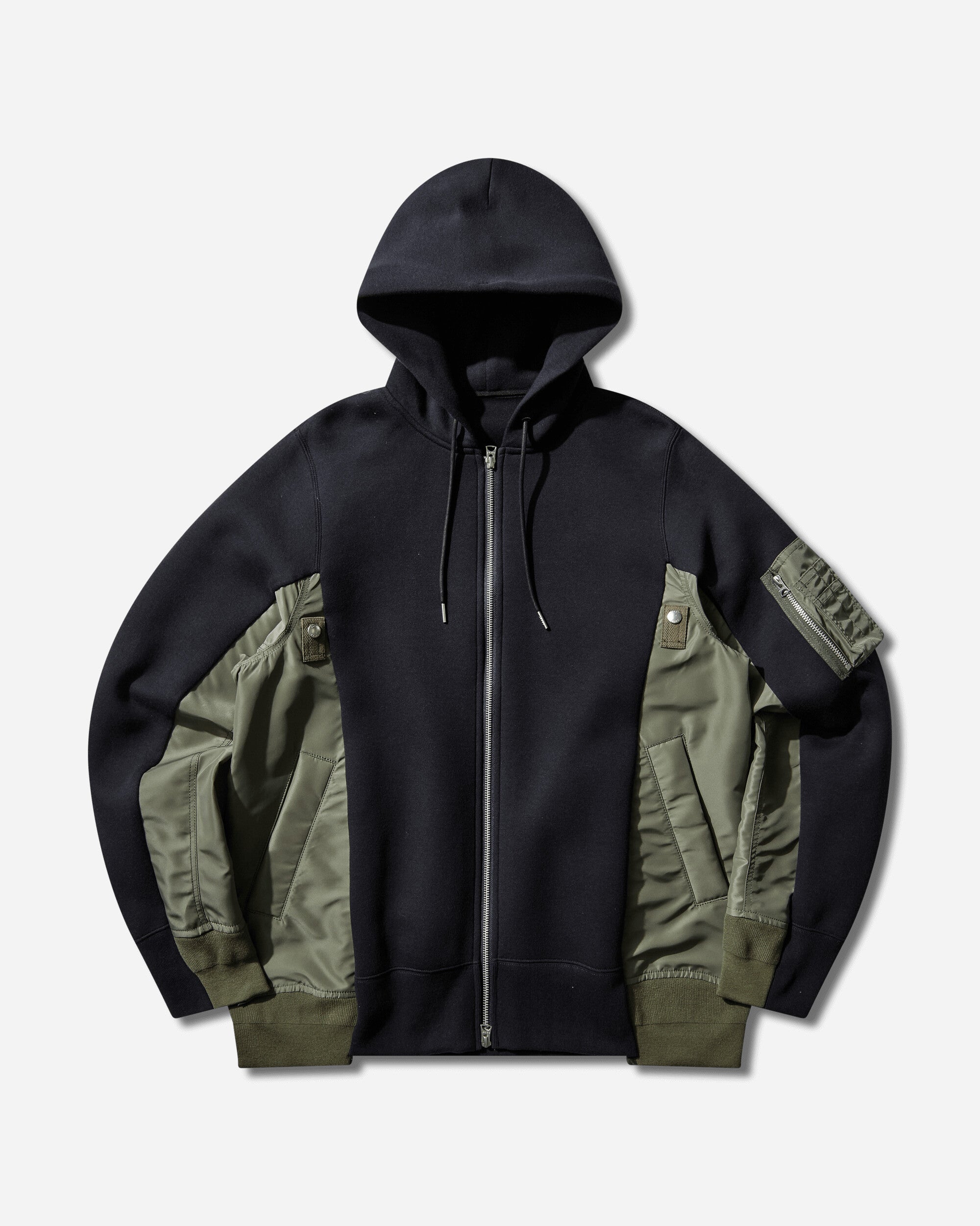 Men's Sponge Sweat x Nylon Twill Zip Hoodie Navy / Khaki – Slam Jam®